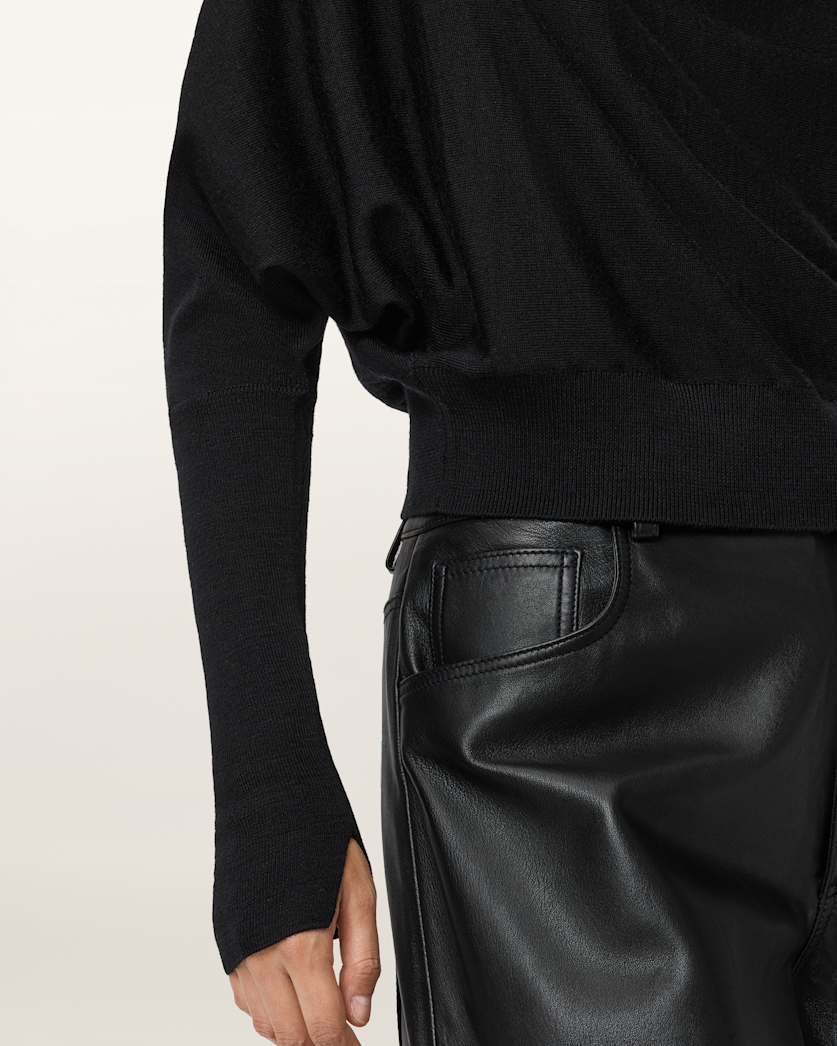Ridley Cropped Wool Jumper Black | ALLSAINTS